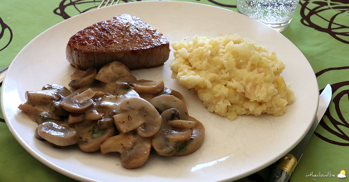 Tournedos aux champignons, purée de céleri-rave - La cuisine d'Olivier